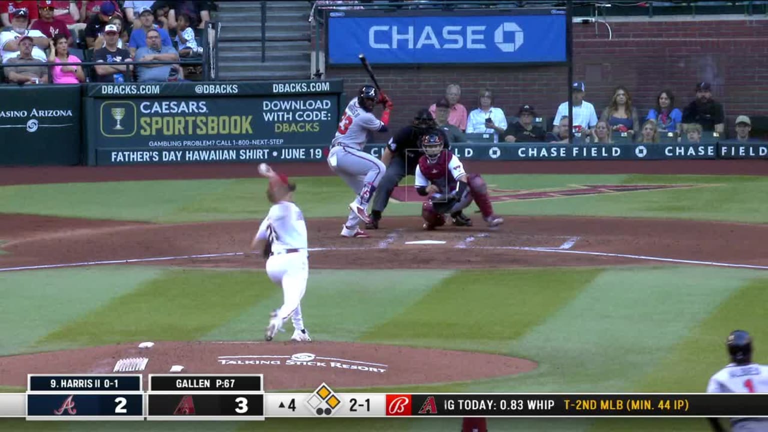 Michael Harris II grounds out, pitcher Zac Gallen to first baseman ...