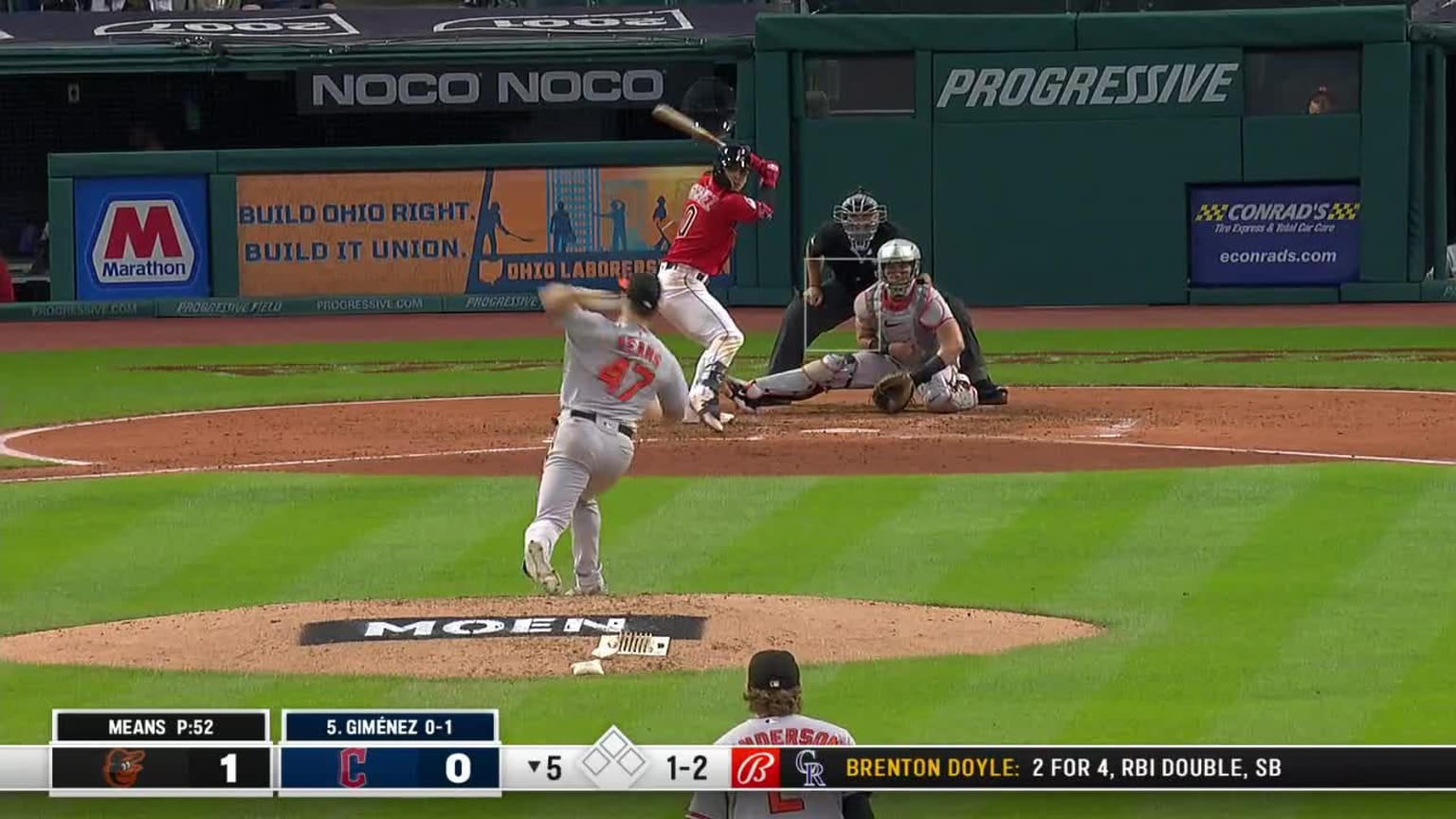 Andres Gimenez grounds out to first baseman Ryan O'Hearn. | 09/23/2023 ...