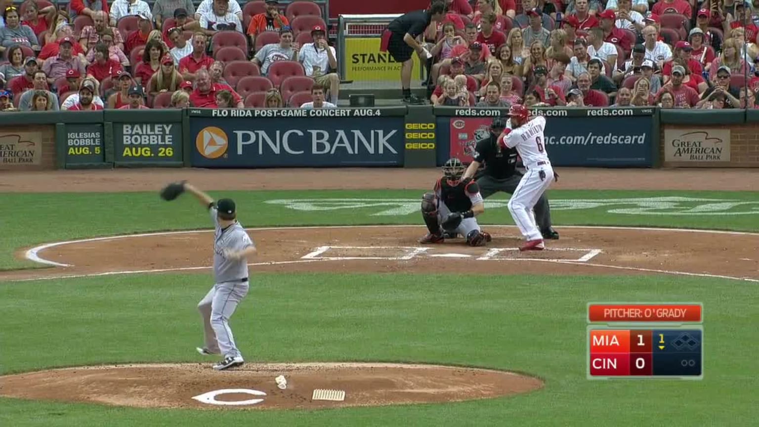 Billy Hamilton singles on a ground ball to shortstop Miguel Rojas ...