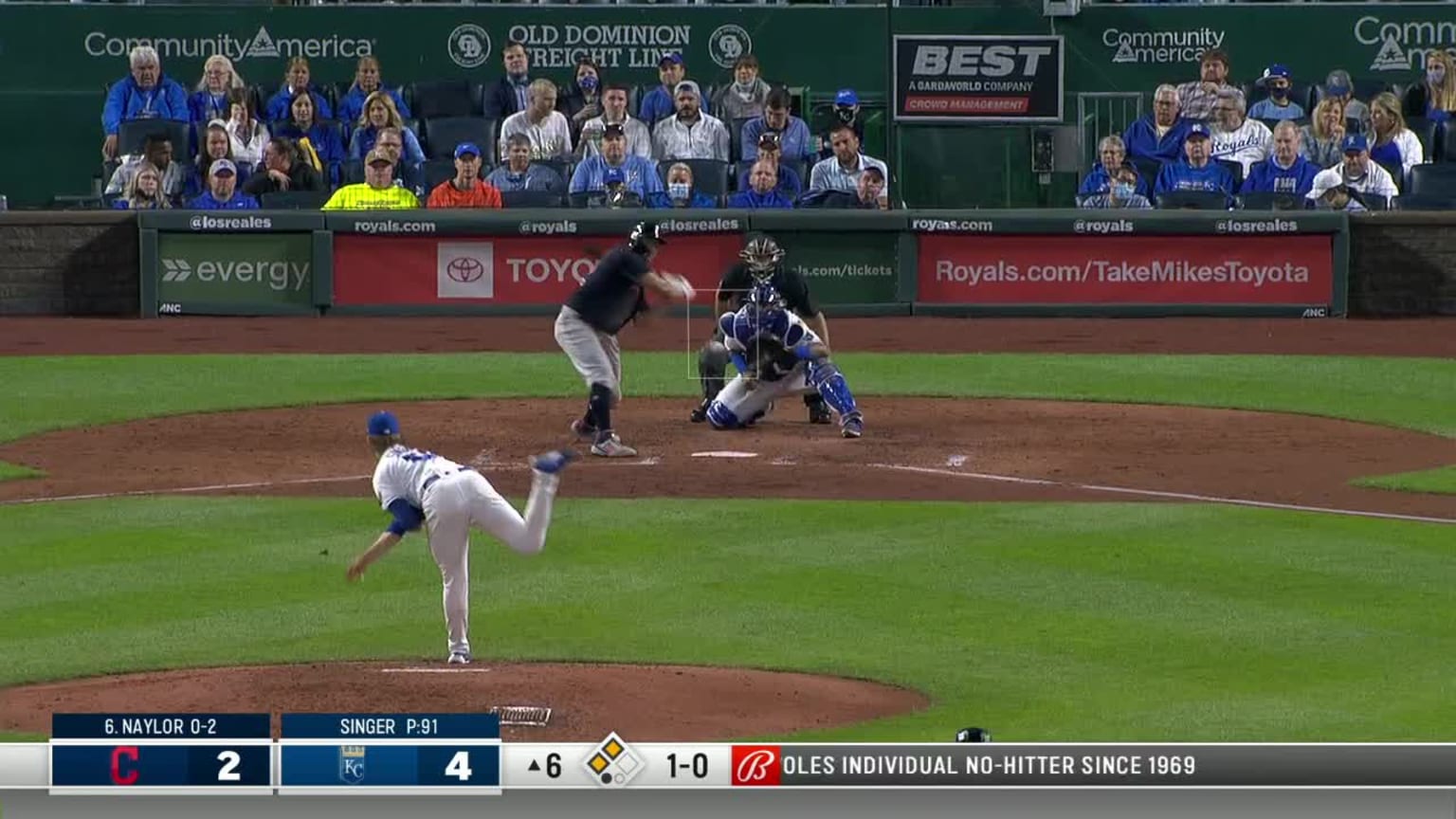 Josh Naylor grounds out to first baseman Carlos Santana. Eddie Rosario ...