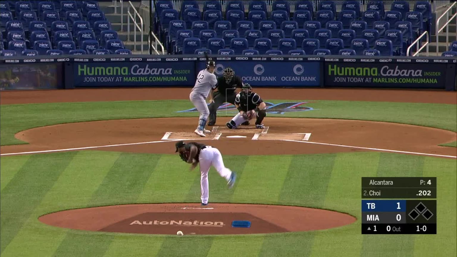 Sandy Alcantara Ball to Ji-Man Choi | 08/30/2020 | Chicago Cubs