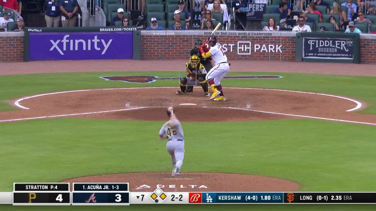 Ronald Acuna Jr. hit by pitch. Michael Harris II to 2nd. | 06/11/2022 ...