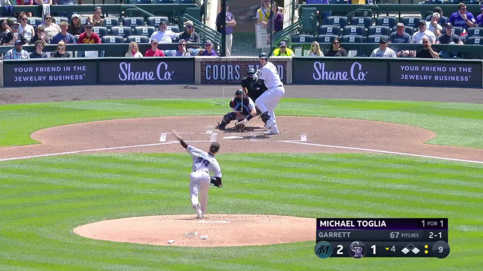 Michael Toglia grounds into a force out, third baseman Jean Segura to ...