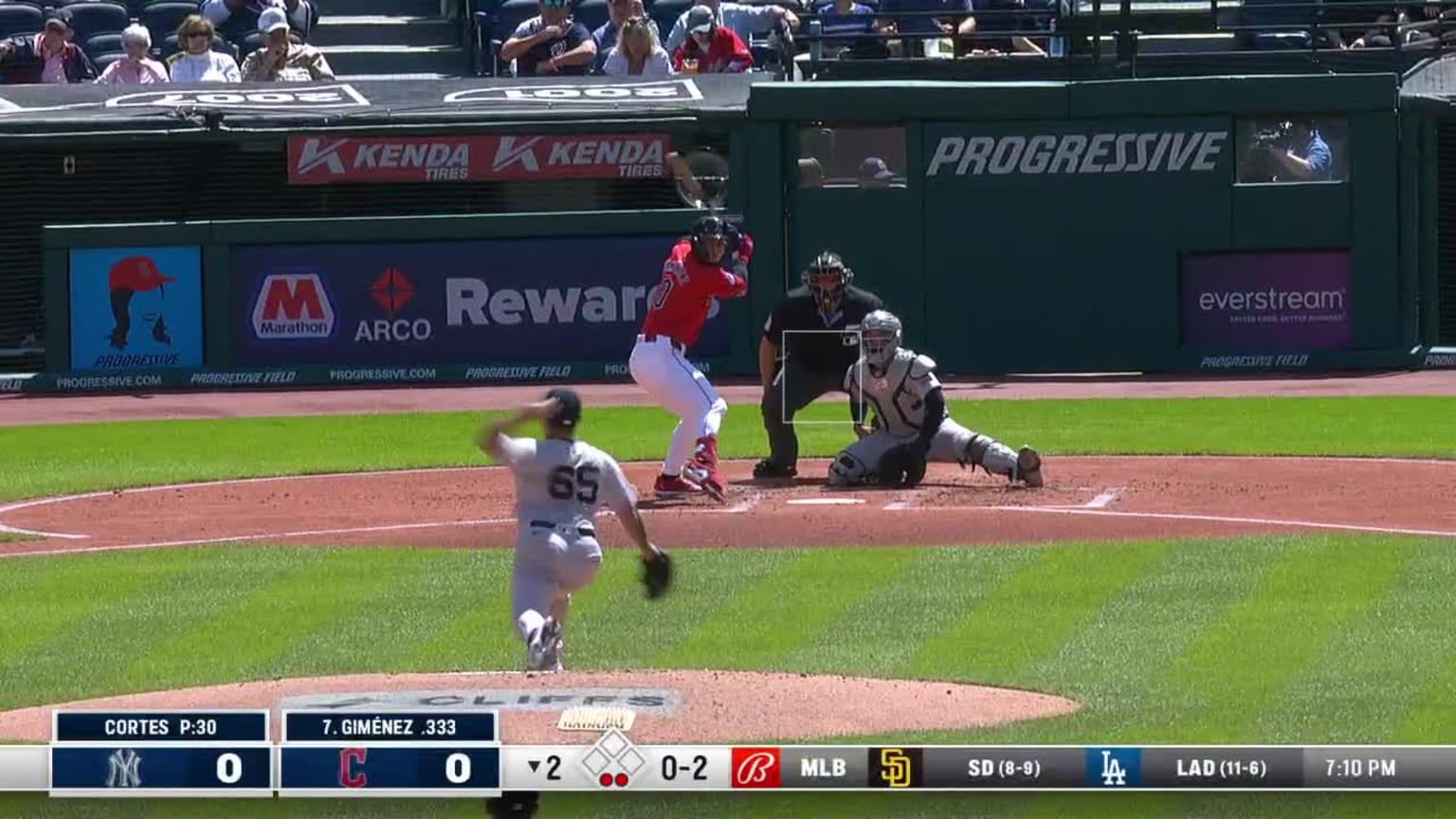 Andrés Giménez reaches on a fielding error by first baseman Anthony ...