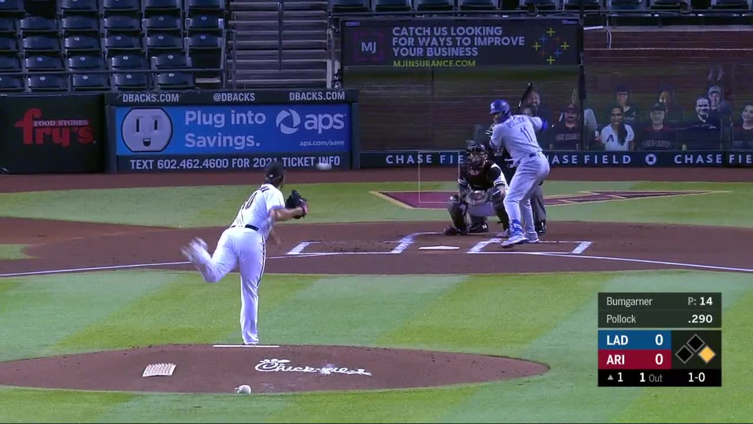 Madison Bumgarner Foul to AJ Pollock | 10/09/2020 | Los Rays de Tampa Bay