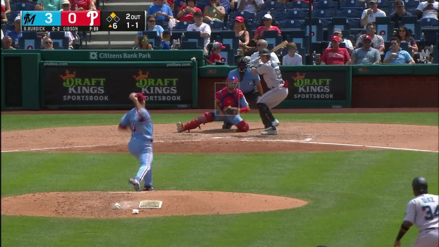 Peyton Burdick flies out to right fielder Nick Castellanos. | 08/11 ...
