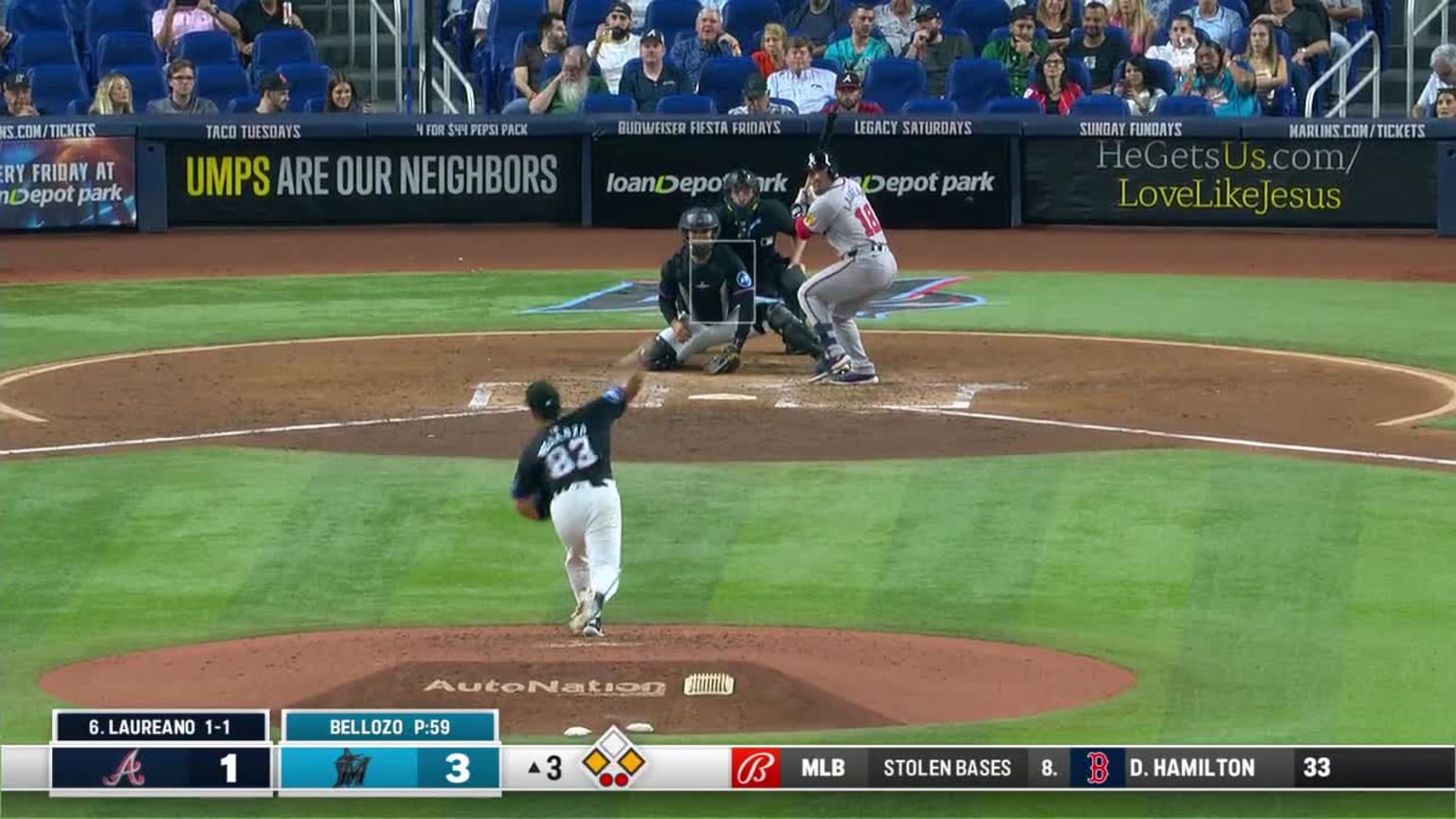 Ramón Laureano lines out to center fielder Kyle Stowers. | 09/20/2024 | Miami Marlins