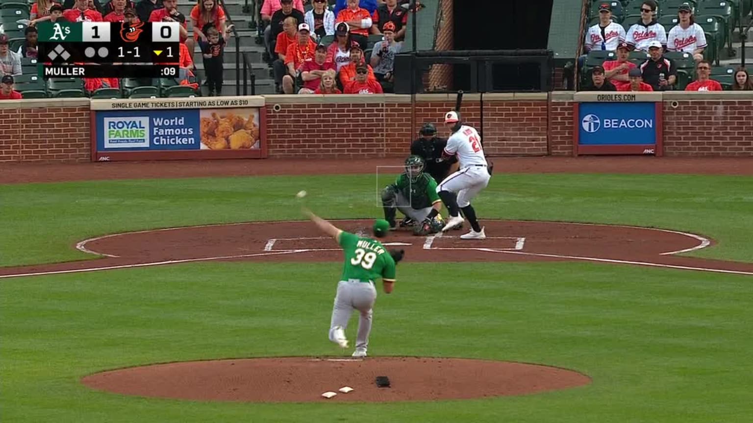Austin Hays doubles (5) on a sharp line drive to left fielder Conner ...