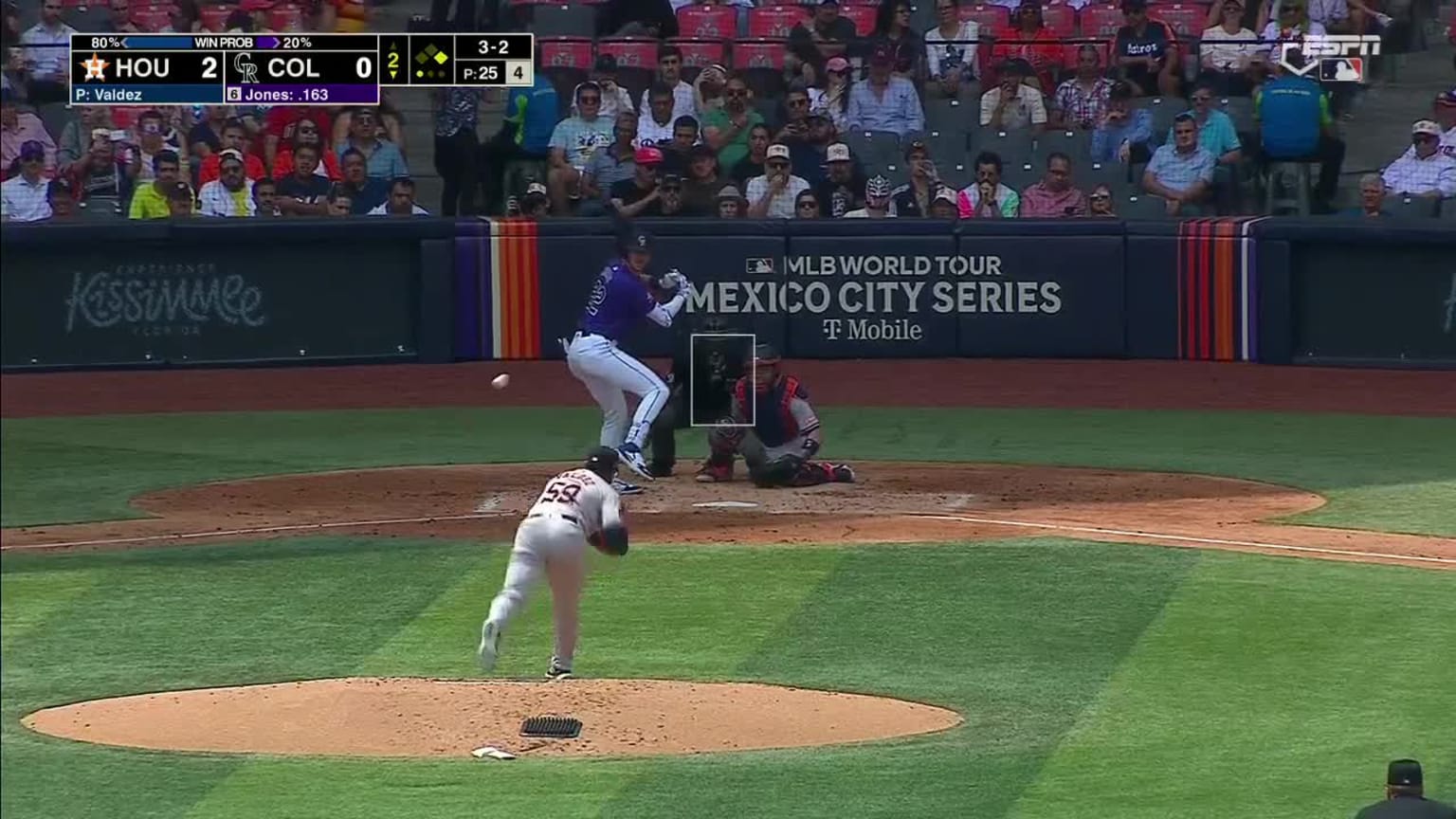 Nolan Jones doubles (5) on a fly ball to center fielder Mauricio Dubón ...