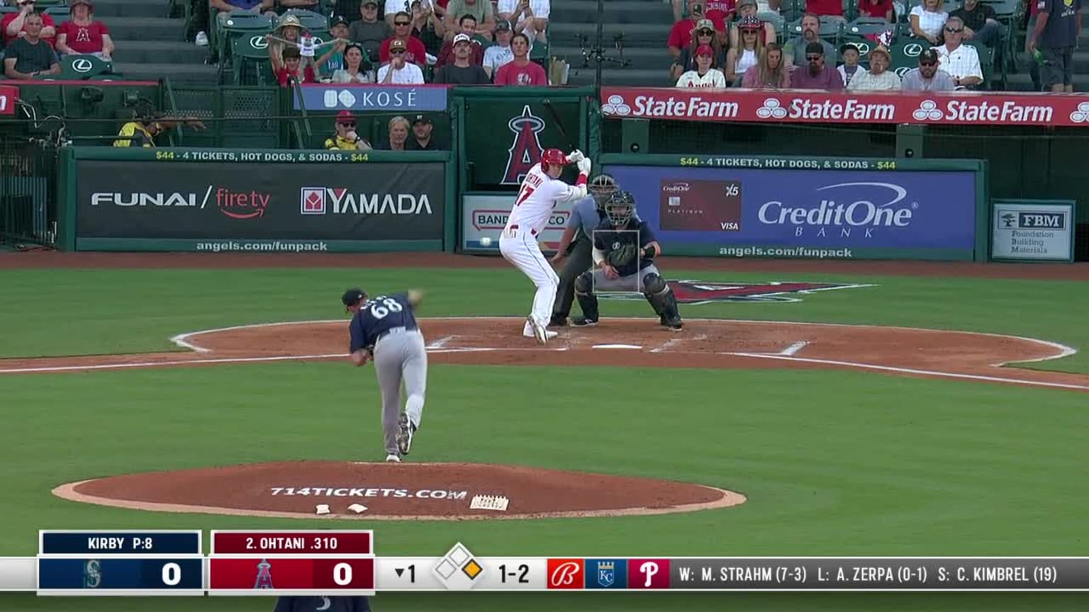 Shohei Ohtani grounds into a double play, second baseman Jose Caballero ...