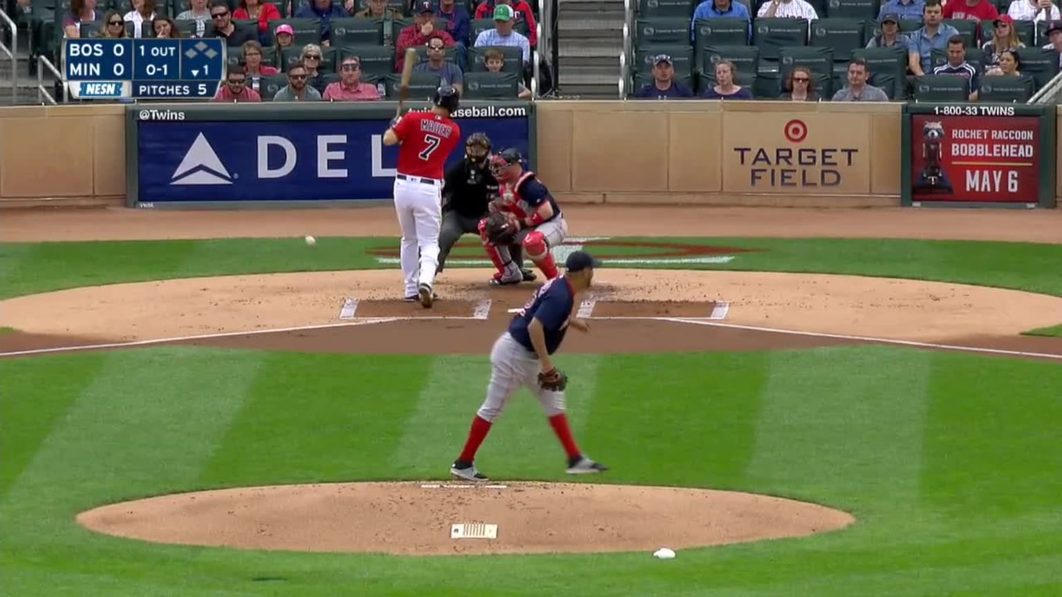 Joe Mauer hit by pitch. | 05/05/2017 | Houston Astros