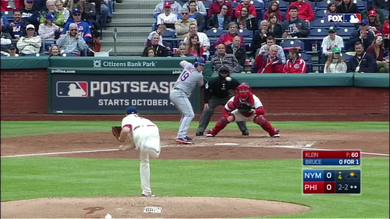 Phil Klein Ball to Jay Bruce | 10/01/2016 | Detroit Tigers