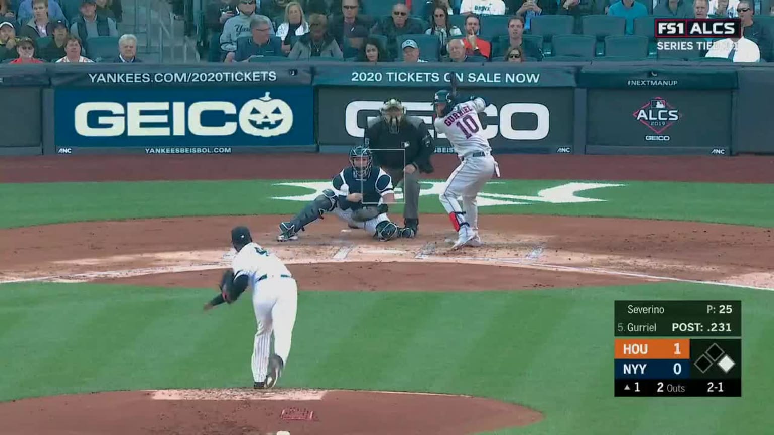 Luis Severino Called Strike to Yuli Gurriel | 10/15/2019 | Atlanta Braves