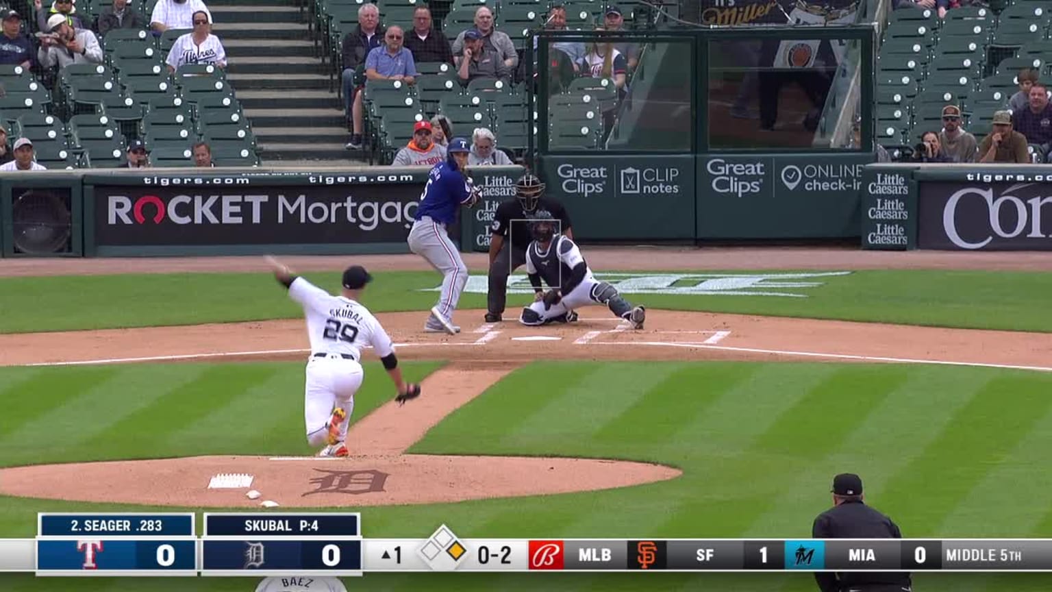 Corey Seager singles on a ground ball to left fielder Mark Canha ...
