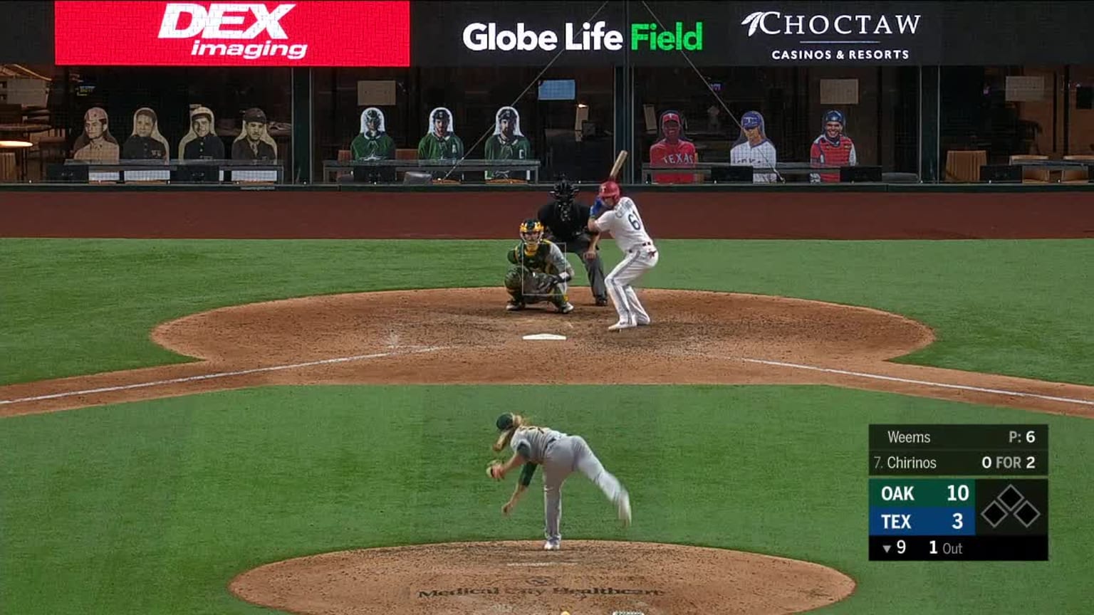 Jordan Weems Called Strike to Robinson Chirinos | 08/25/2020 | MLB.com