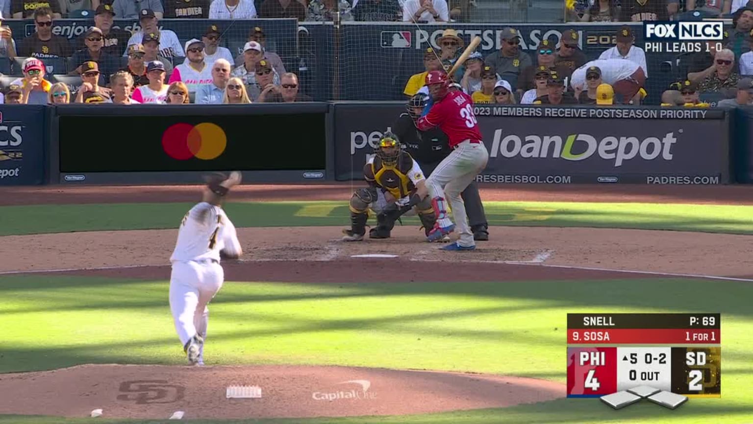 Edmundo Sosa strikes out swinging, catcher Austin Nola to first baseman ...