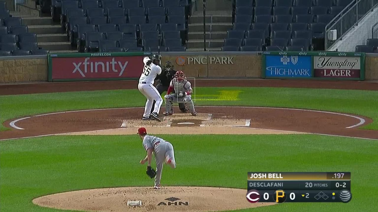 Josh Bell grounds out sharply, third baseman Eugenio Suarez to first ...