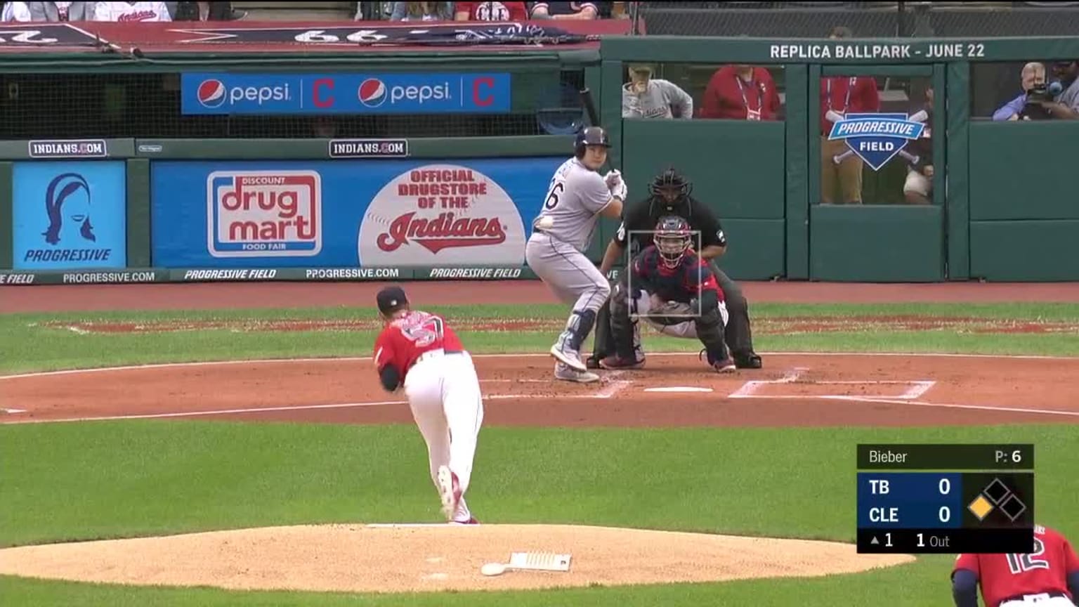 Shane Bieber Ball to Ji-Man Choi | 05/24/2019 | St. Louis Cardinals