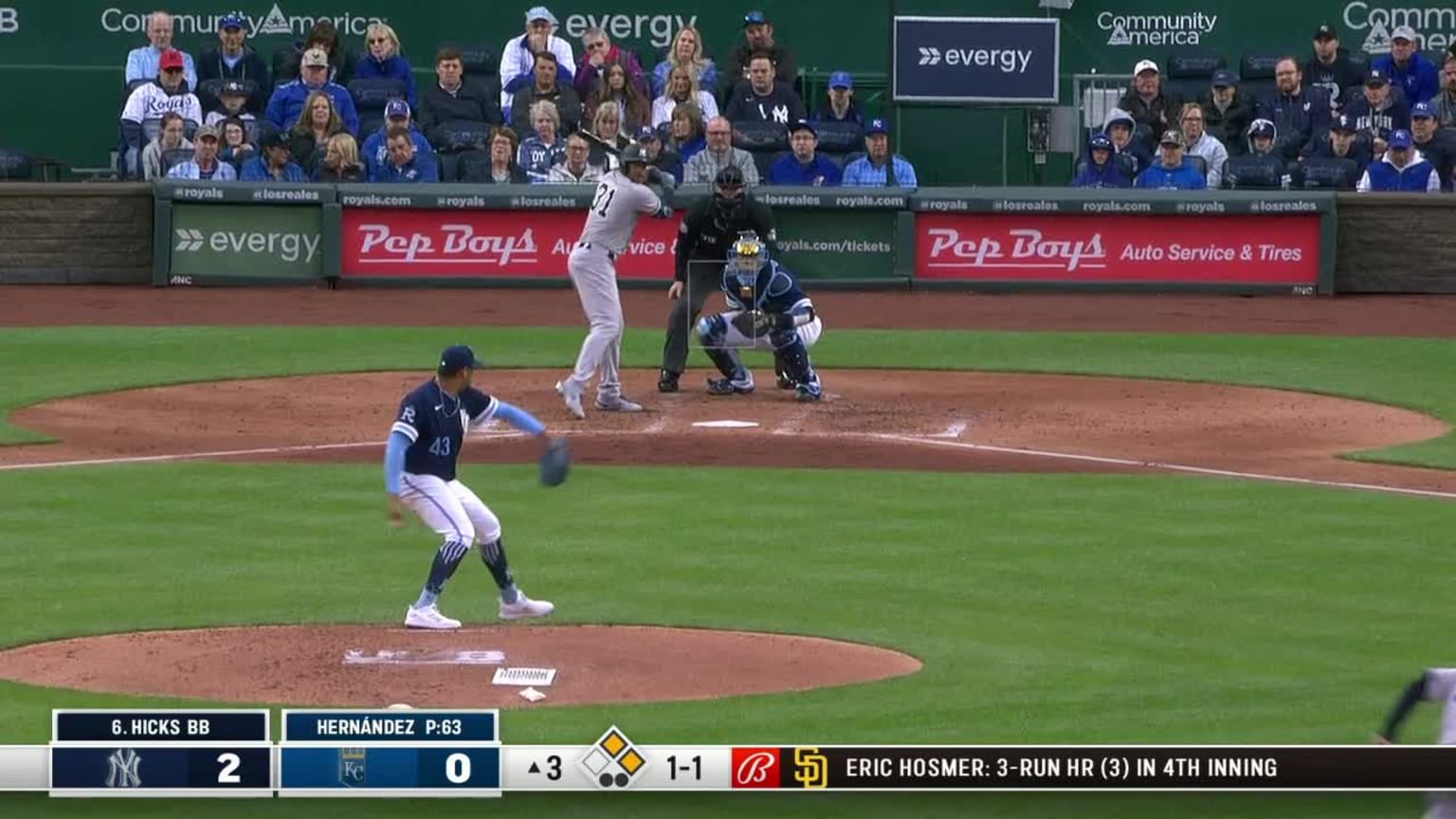 Anthony Rizzo caught stealing 3rd base, catcher Salvador Perez to third ...