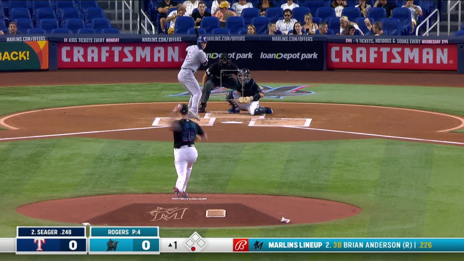Trevor Rogers Ball to Corey Seager | 09/12/2022 | Atlanta Braves