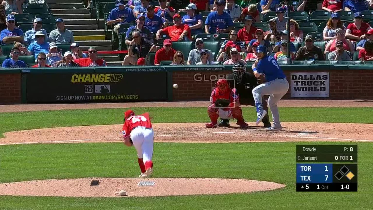 Kyle Dowdy Ball to Danny Jansen | 05/05/2019 | Houston Astros