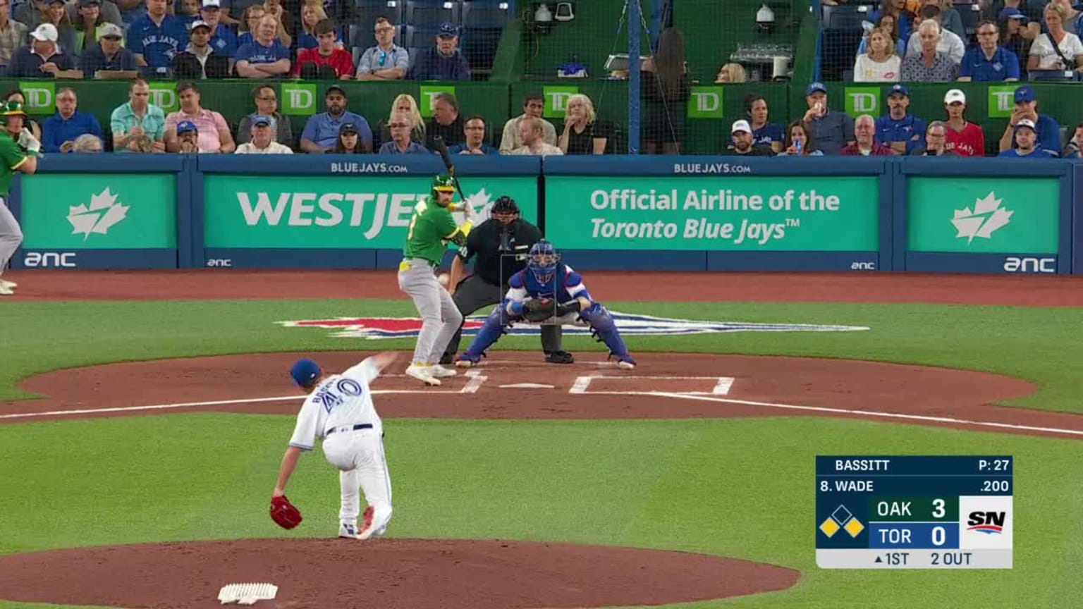 Tyler Wade lines out to right fielder George Springer. | 06/23/2023 ...