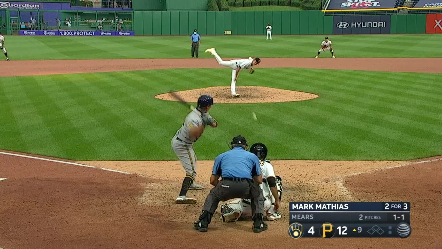 Nick Mears Ball to Mark Mathias | 08/22/2020 | Milwaukee Brewers