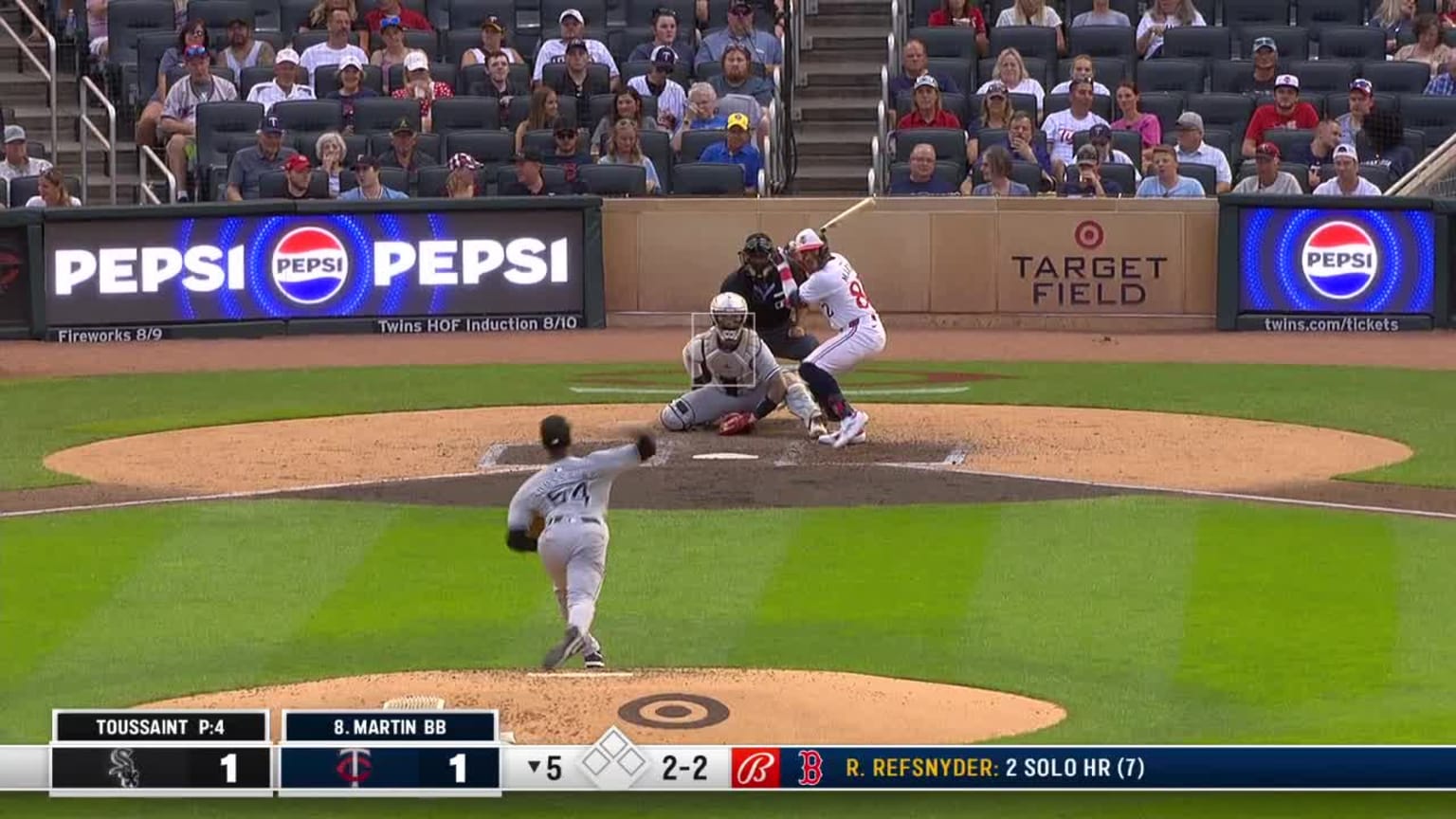 Austin Martin triples (1) on a line drive to left fielder Corey Julks ...