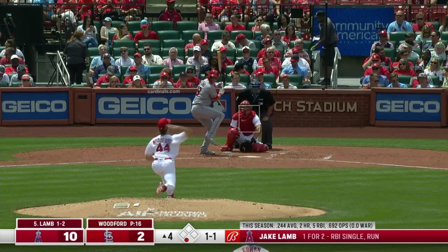 Jake Lamb reaches on a fielding error by shortstop Tommy Edman. | 05/04/2023 | MLB.com