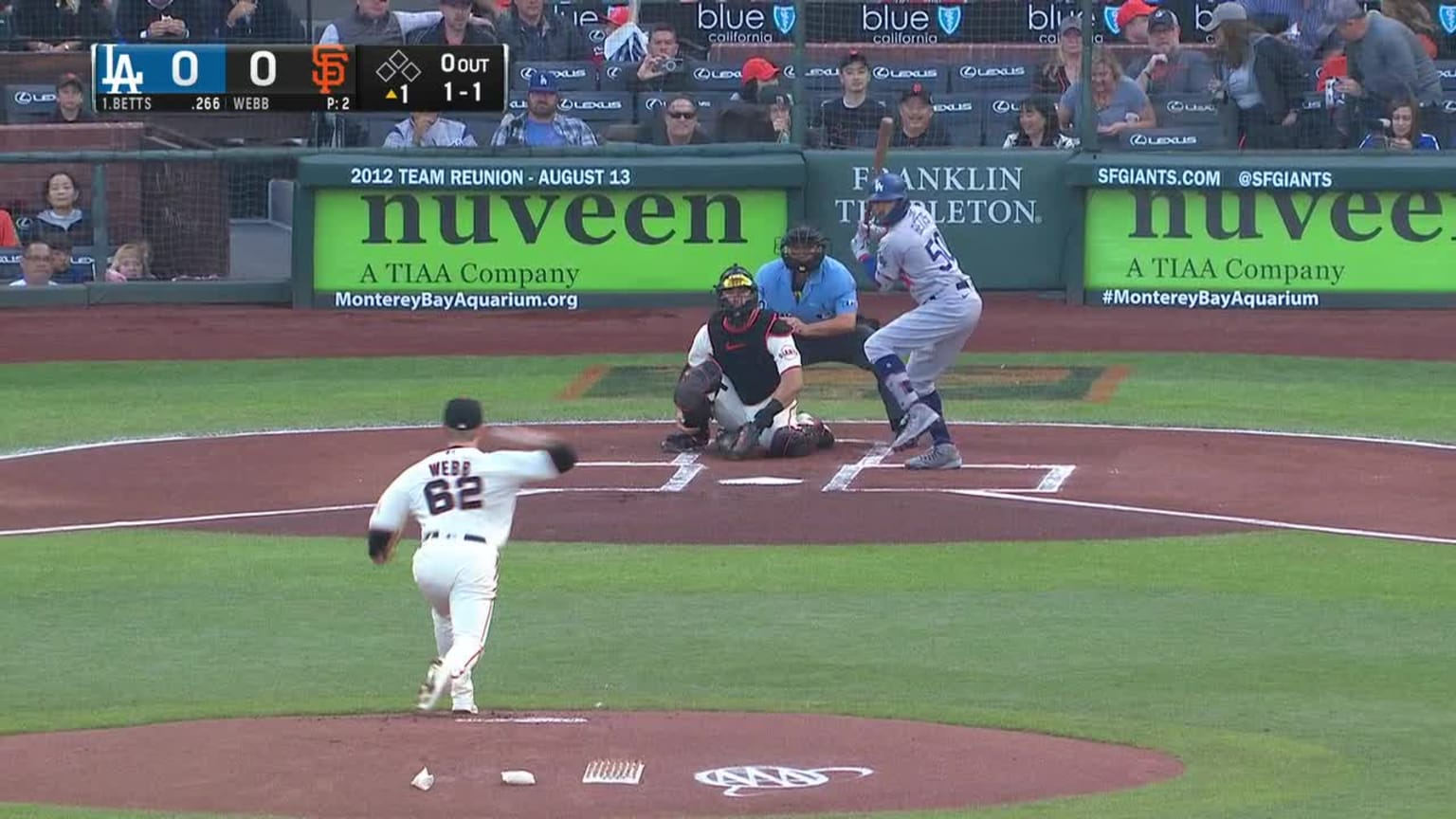 Logan Webb Foul to Mookie Betts | 08/01/2022 | Houston Astros