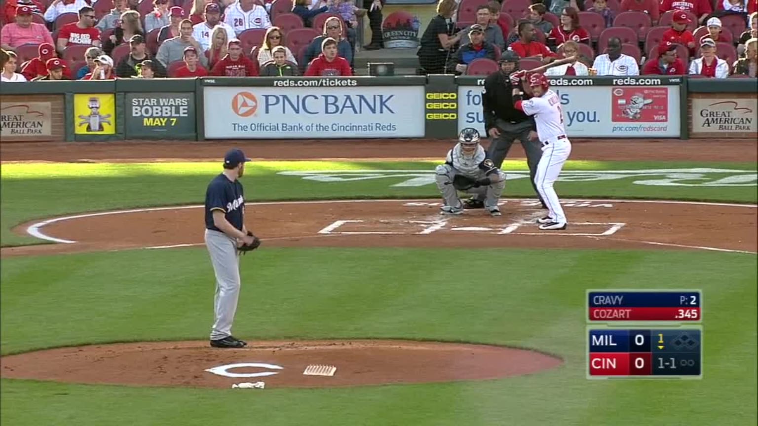 Tyler Cravy Called Strike to Zack Cozart | 05/06/2016 | New York Yankees