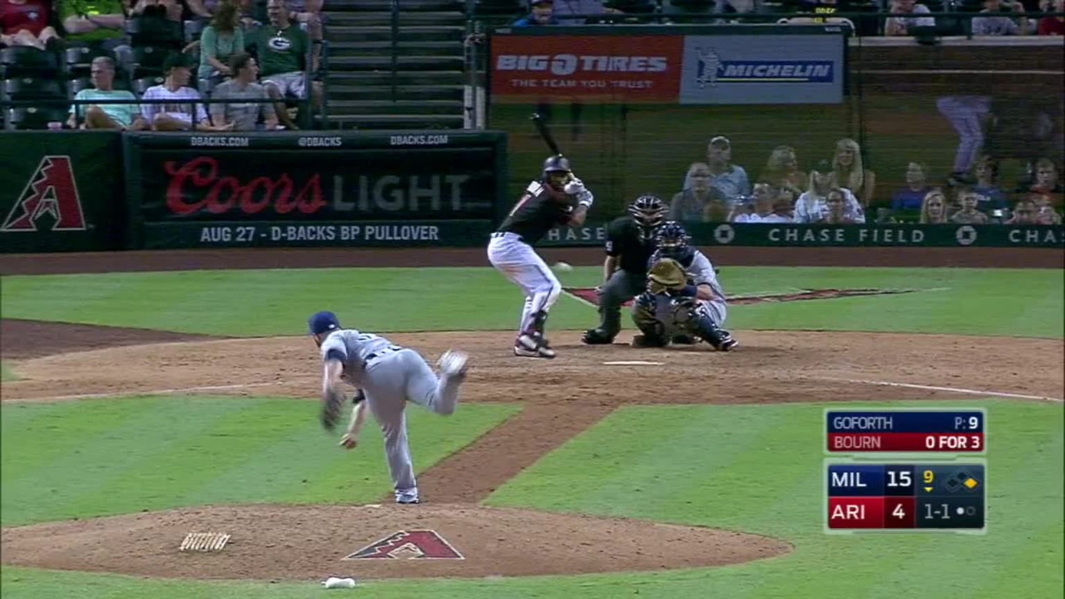 David Goforth Ball to Michael Bourn | 08/06/2016 | New York Yankees