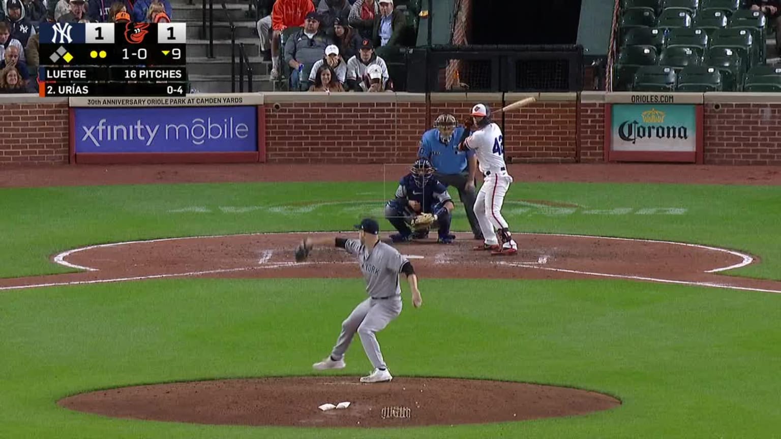 Ramon Urias grounds into a force out, shortstop Isiah Kiner-Falefa to ...