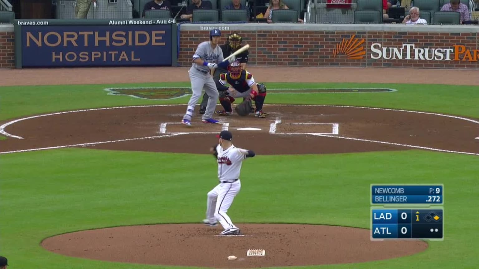 Cody Bellinger bunt grounds out, pitcher Sean Newcomb to first baseman ...