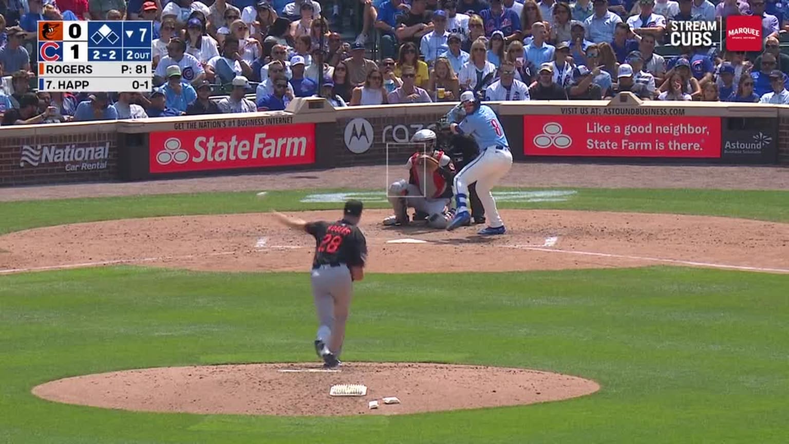 Ian Happ lines out sharply to left fielder Colton Cowser. | 08/01/2025 ...