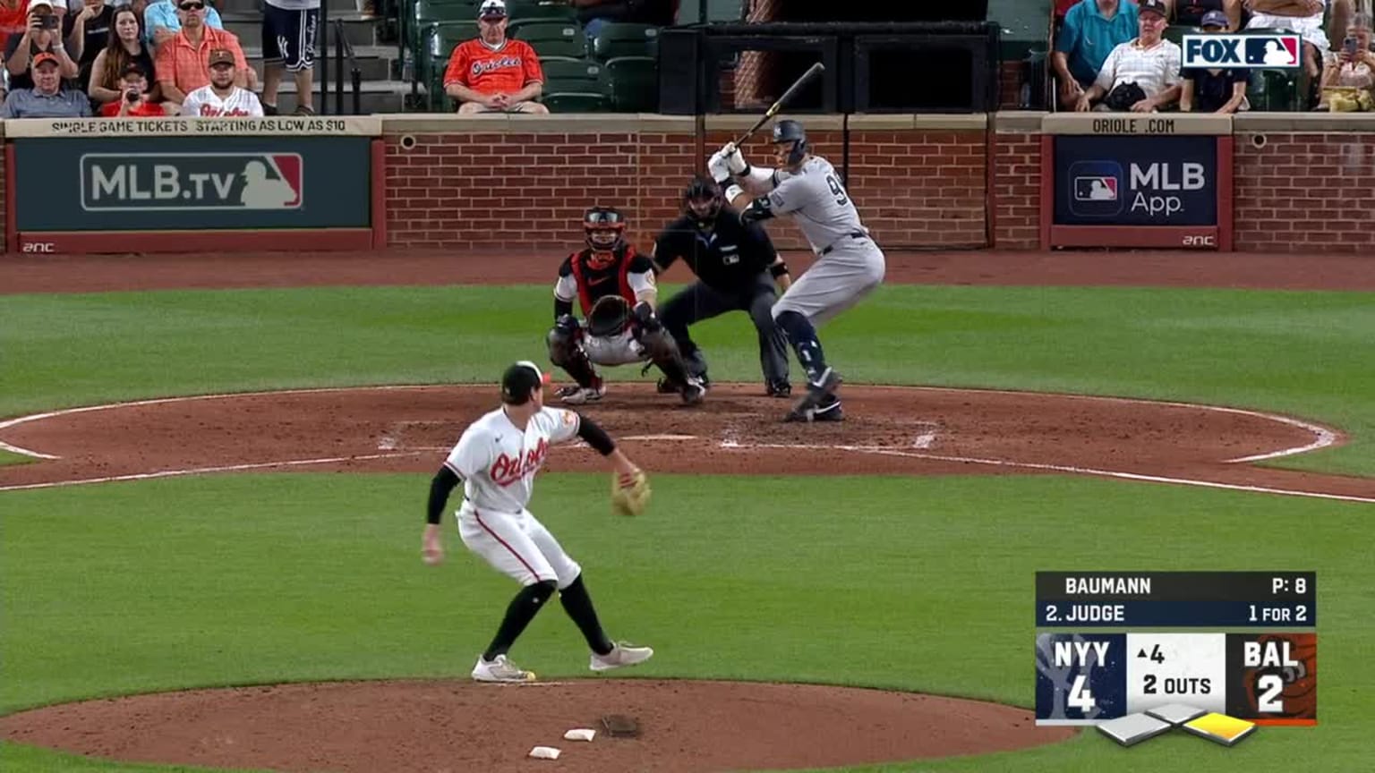 Aaron Judge singles on a ground ball to left fielder Austin Hays ...