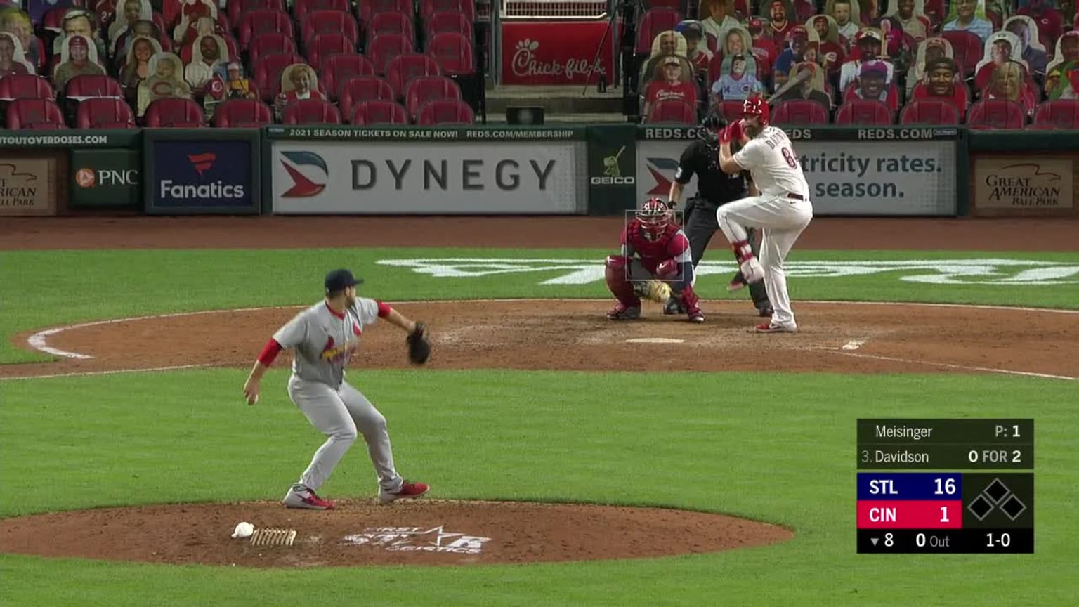 Matt Davidson flies out to center fielder Harrison Bader. | 09/01/2020 ...