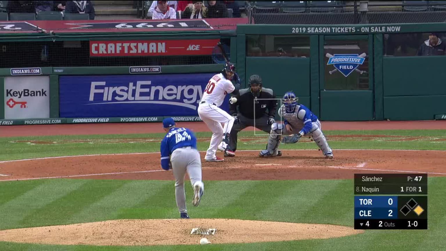 Tyler Naquin flies out sharply to center fielder Randal Grichuk. | 04 ...