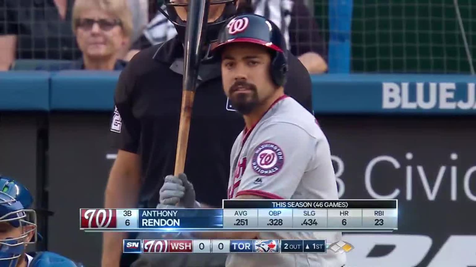 Aaron Sanchez Bola mala to Anthony Rendon | 15/06/2018 | Los Cardenales ...