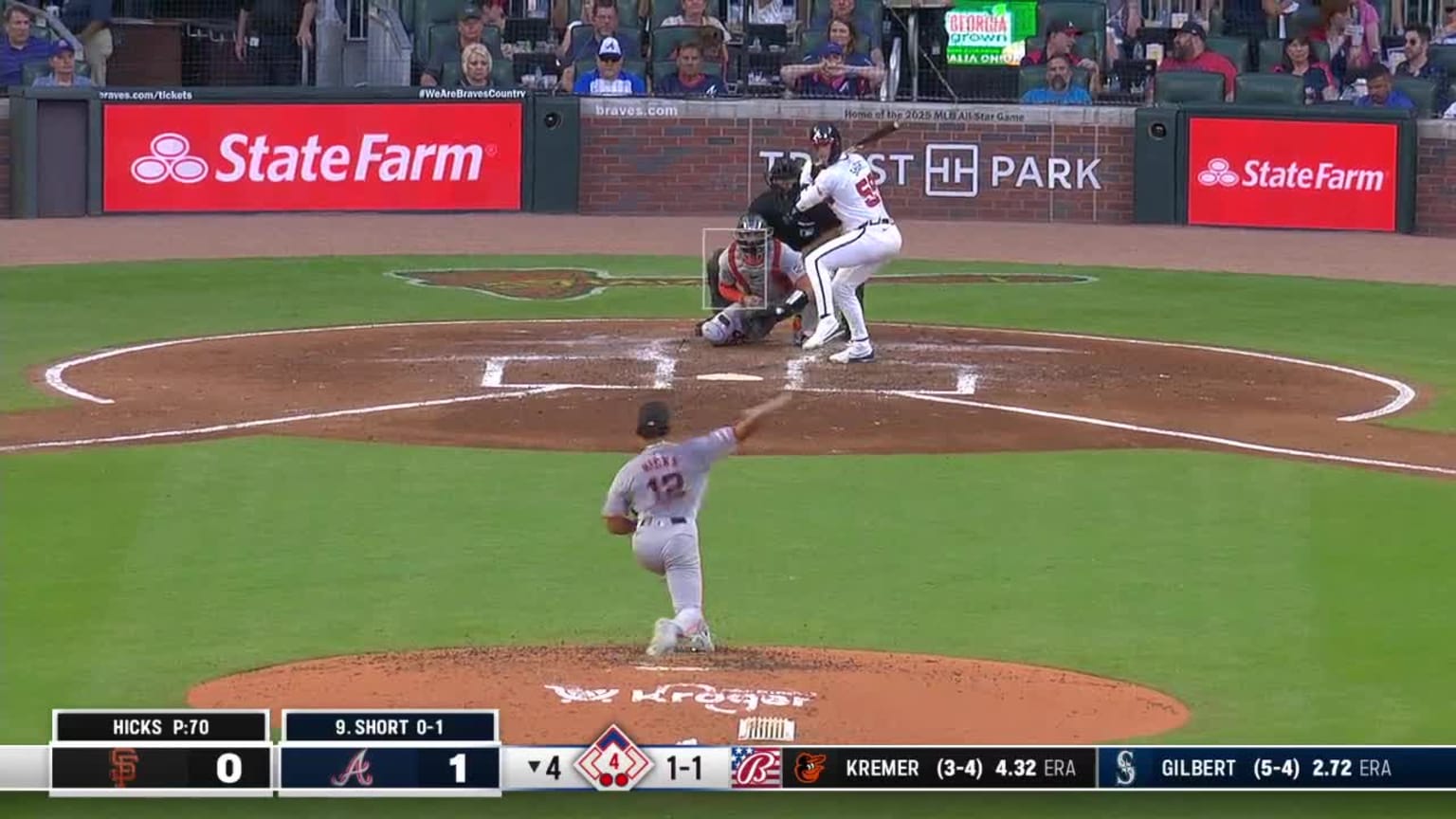 Zack Short lines out to right fielder Austin Slater. | 07/03/2024 | San ...