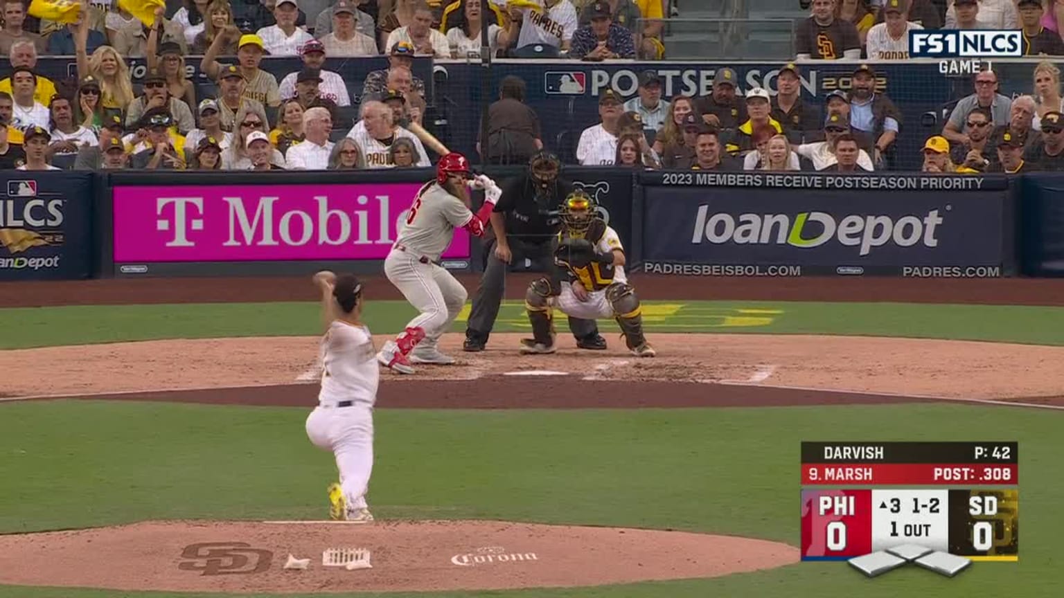 Brandon Marsh called out on strikes. | 10/18/2022 | San Diego Padres