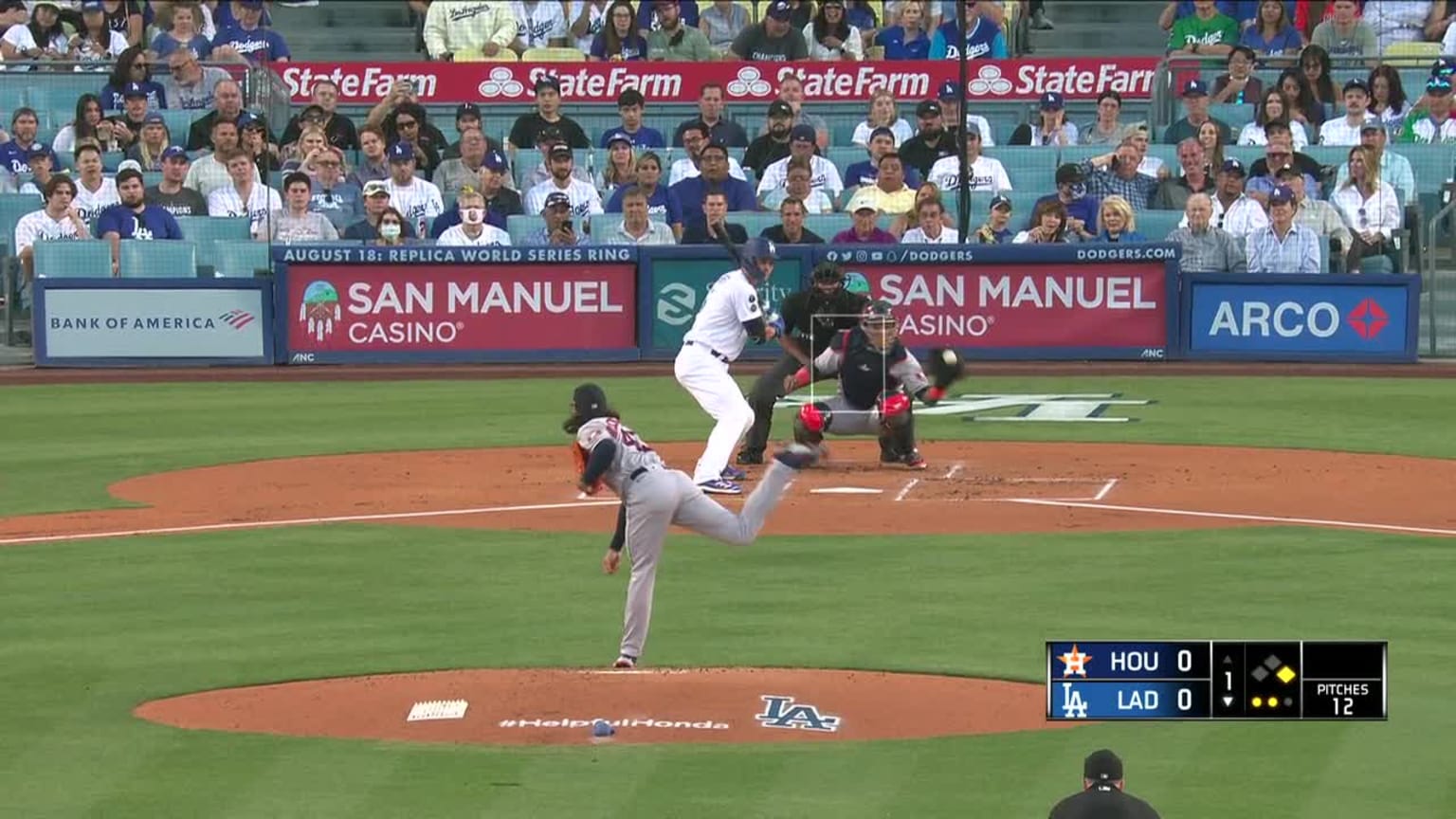 Lance McCullers Jr. Ball to Corey Seager | 08/03/2021 | Los Angeles Dodgers