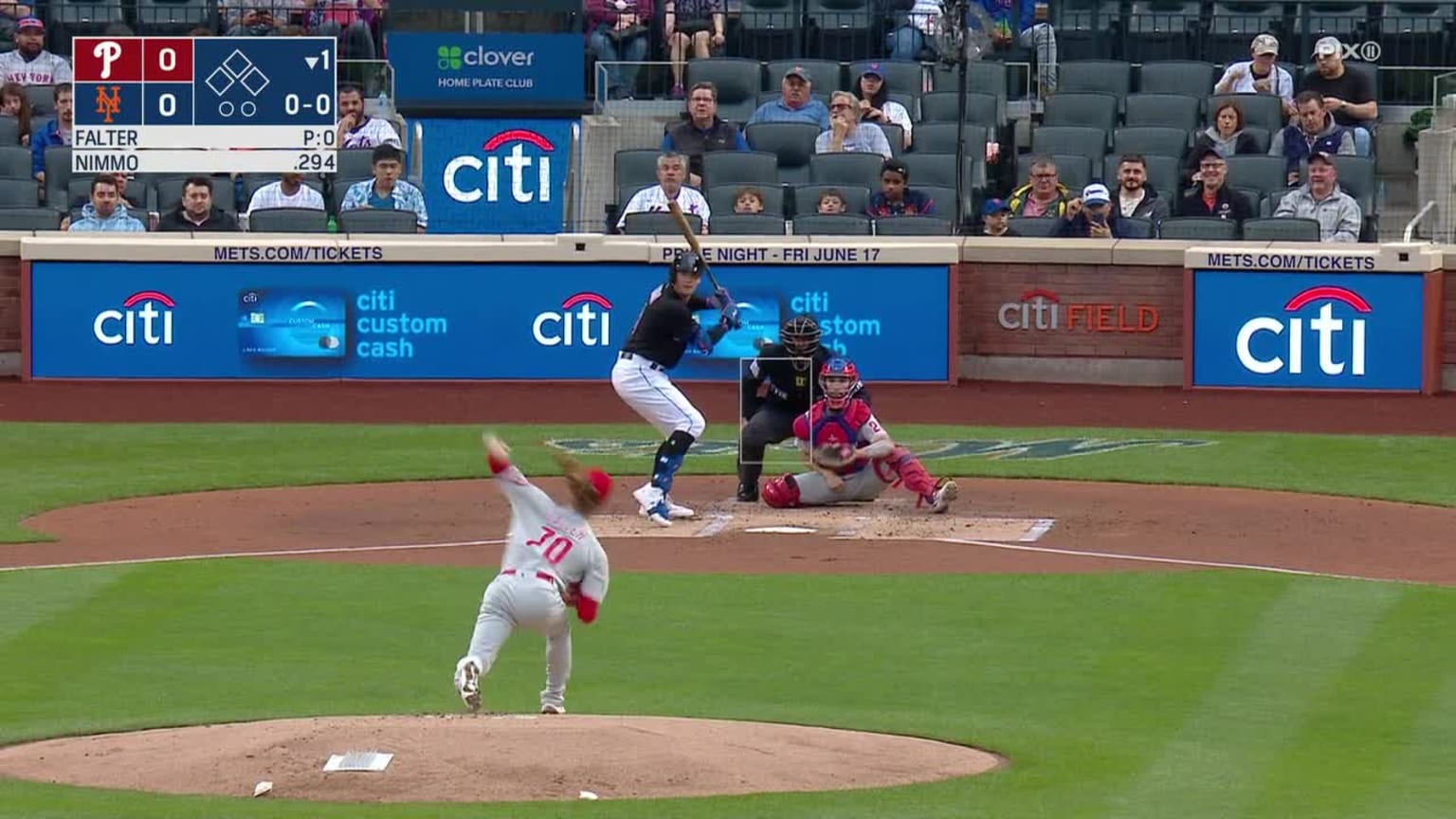 Brandon Nimmo reaches on a throwing error by shortstop Bryson Stott ...