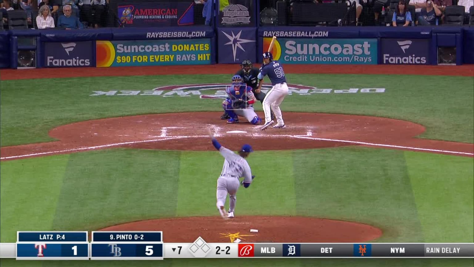 René Pinto strikes out swinging. | 04/02/2024 | Tampa Bay Rays