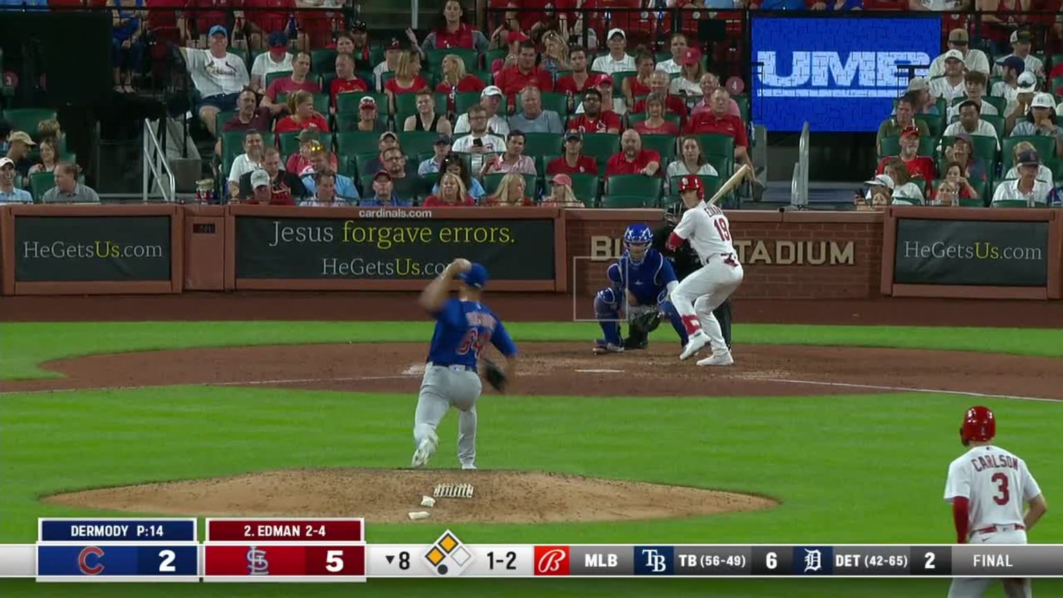 Matt Dermody Ball to Tommy Edman | 08/04/2022 | Cleveland Guardians