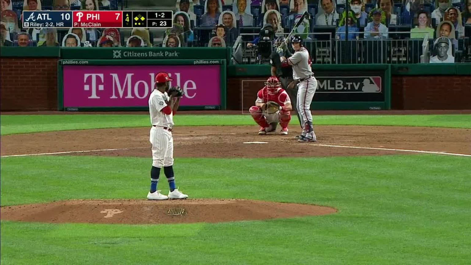 Reggie McClain Ball to Austin Riley | 08/30/2020 | Cincinnati Reds