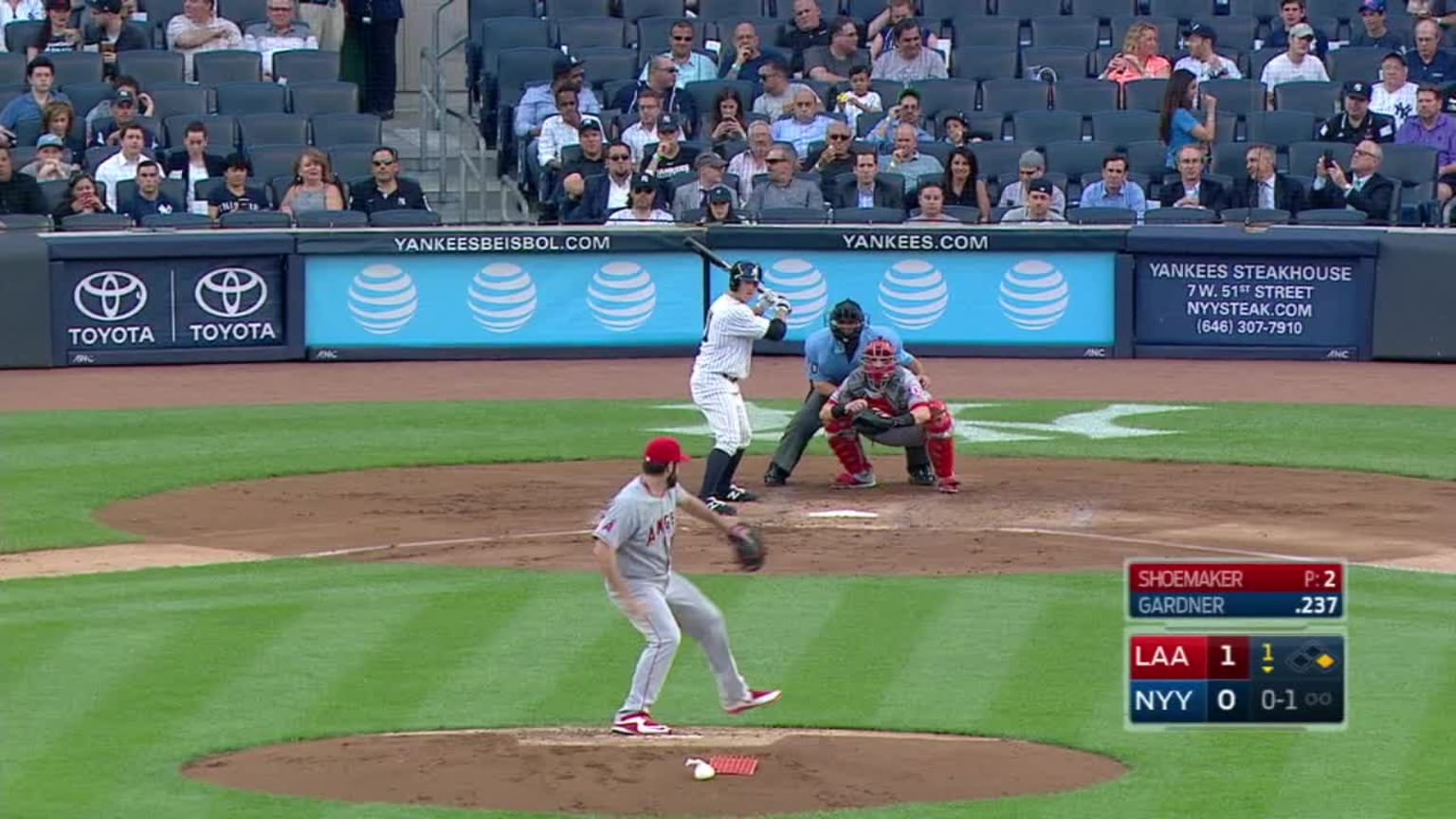 Matt Shoemaker Ball to Brett Gardner | 06/06/2016 | Chicago Cubs