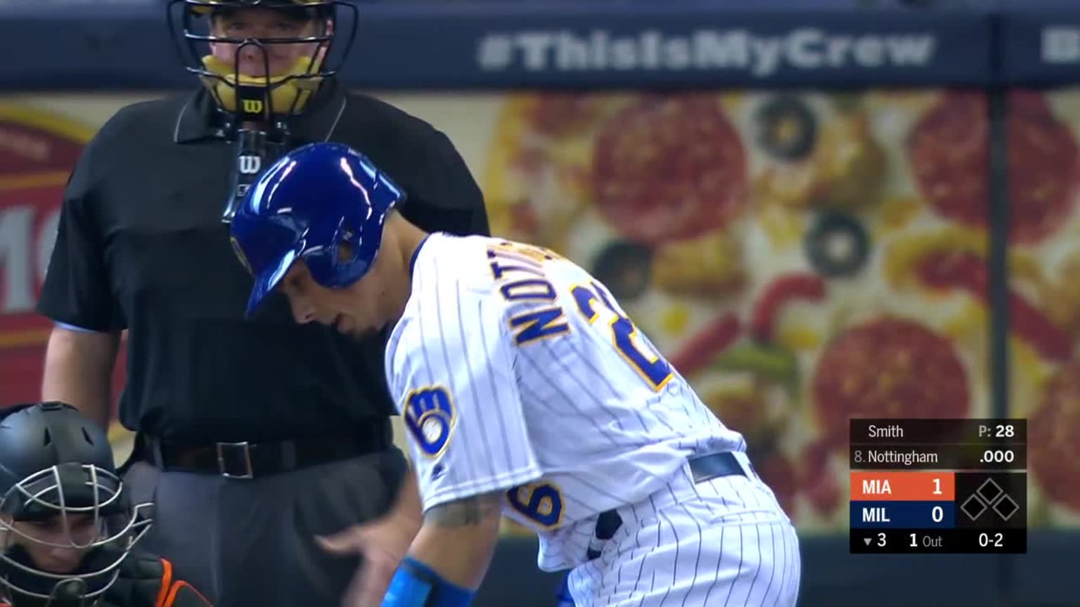 Jacob Nottingham strikes out swinging. | 04/22/2018 | Philadelphia Phillies