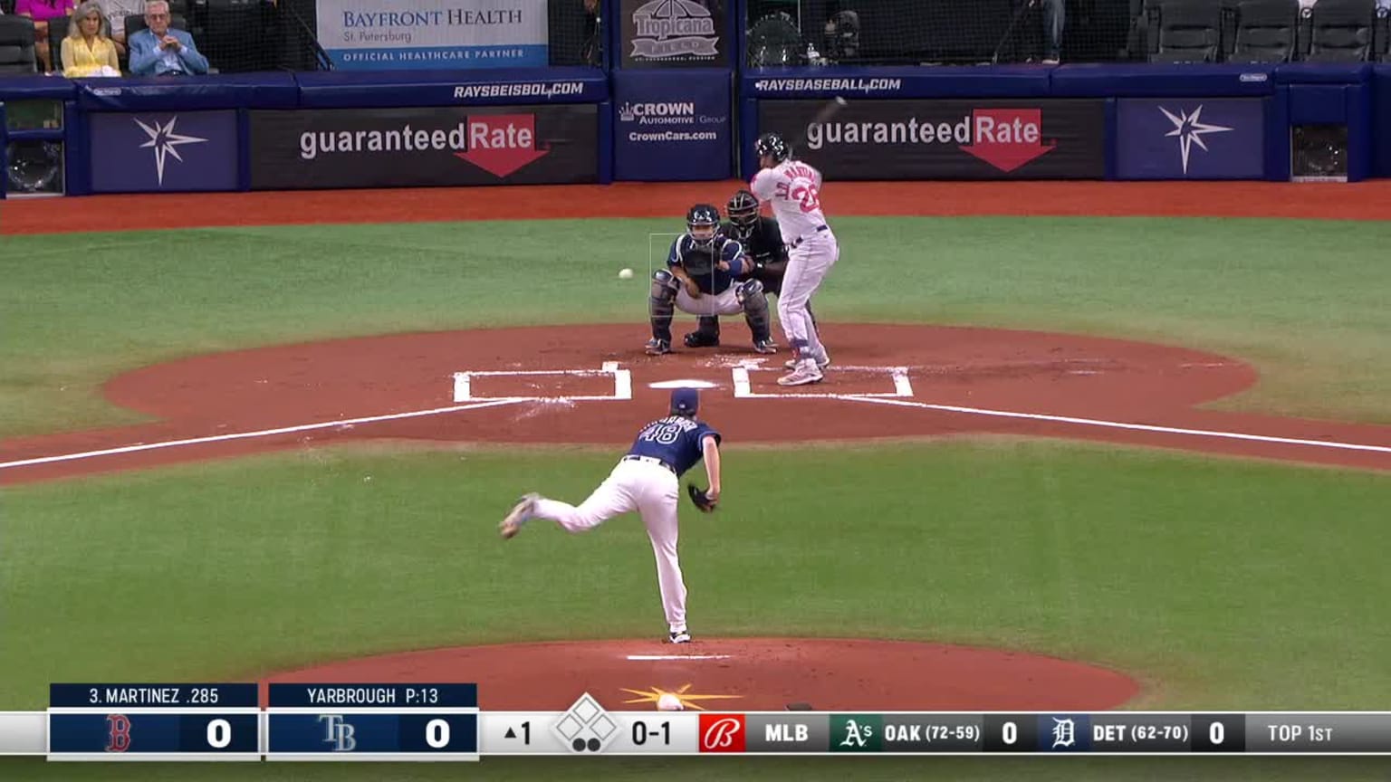 Jd Martinez Doubles 35 On A Line Drive To Left Fielder Austin Meadows 08312021 Tampa