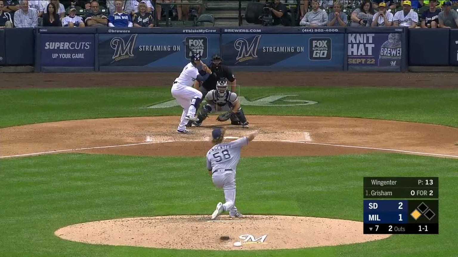 Trey Wingenter Swinging Strike (Blocked) to Trent Grisham | 09/18/2019 ...